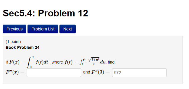 Solved Sec5.4: Problem 12 Problem List Previous Next (1 | Chegg.com