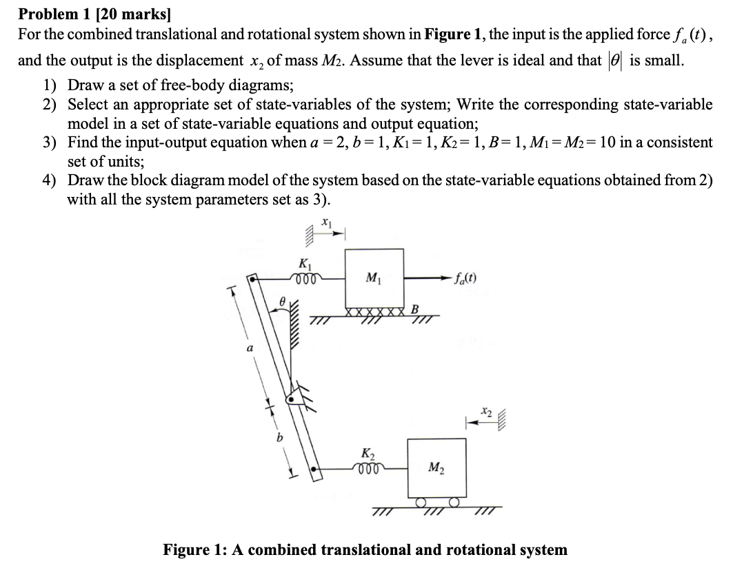 Problem 1 [20 marks] For the combined translational | Chegg.com
