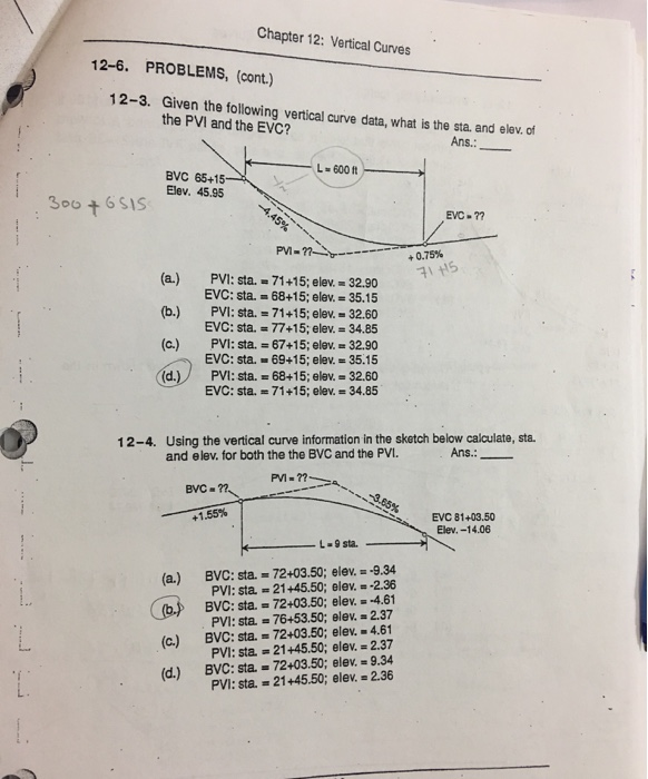 Solved Chapter 12: Vertical Curves 12-6. PROBLEMS, (cont.) | Chegg.com