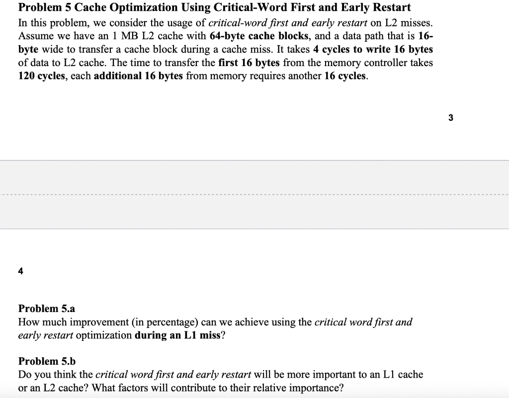 Solved Problem 5 Cache Optimization Using Critical-Word | Chegg.com