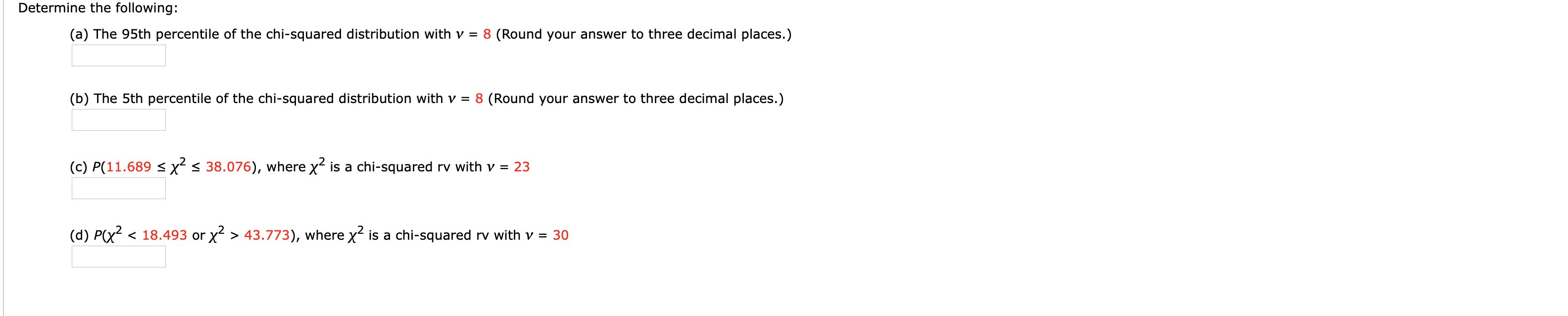Solved Determine the following: (a) The 95th percentile of | Chegg.com