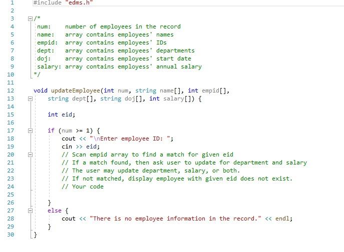 Solved You need to implement this function to update an | Chegg.com