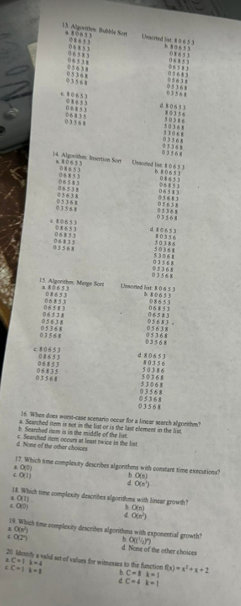 Solved 16. When does worst-case scenario occur for a linear | Chegg.com