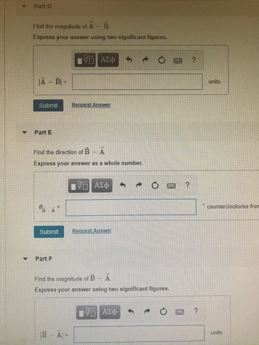 Solved Vector A points in the negative y direction and has a | Chegg.com