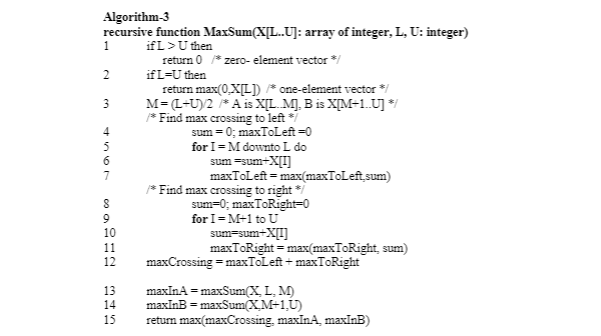 Solved 1 2 4 6 Algorithm-3 recursive function | Chegg.com