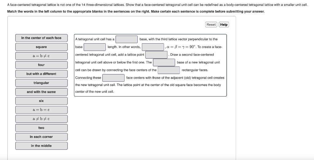 Solved A face-centered tetragonal lattice is not one of the | Chegg.com