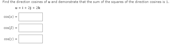 Solved Find the direction cosines of u and demonstrate that | Chegg.com