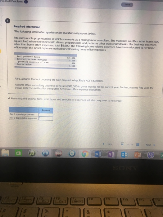 Solved Pre-Built Problems Required information The following | Chegg.com
