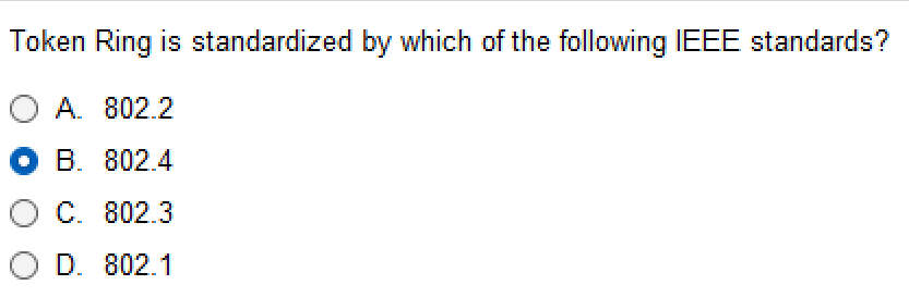 Solved Token Ring is standardized by which of the following | Chegg.com