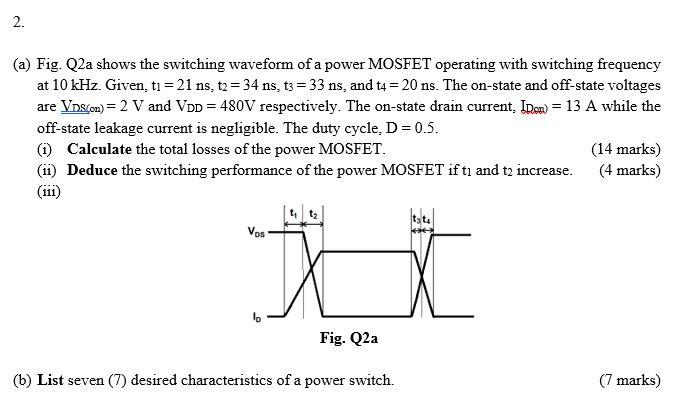 Solved 2. (a) Fig. Q2a shows the switching waveform of a | Chegg.com