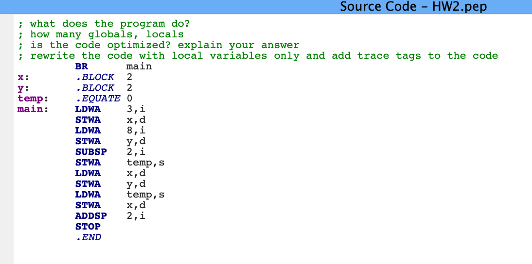 Solved In The Code Shown Below What Is The Purpose Of The 