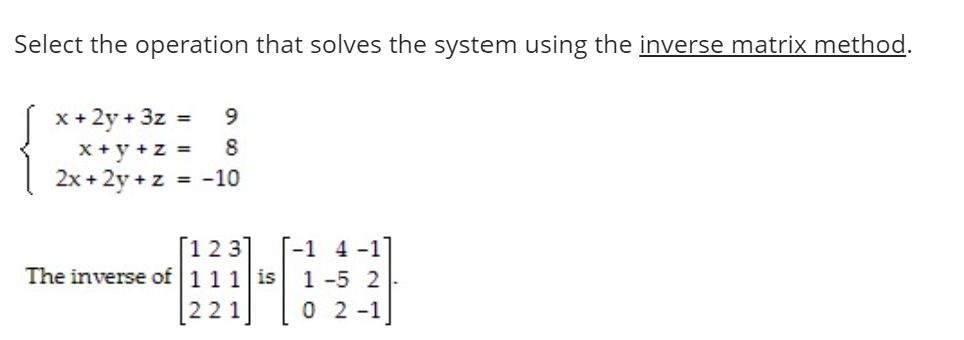 Solved Select the operation that solves the system using the | Chegg.com