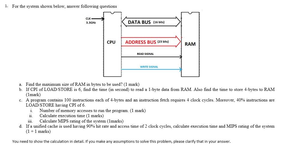 Solved 1. For the system shown below, answer following | Chegg.com