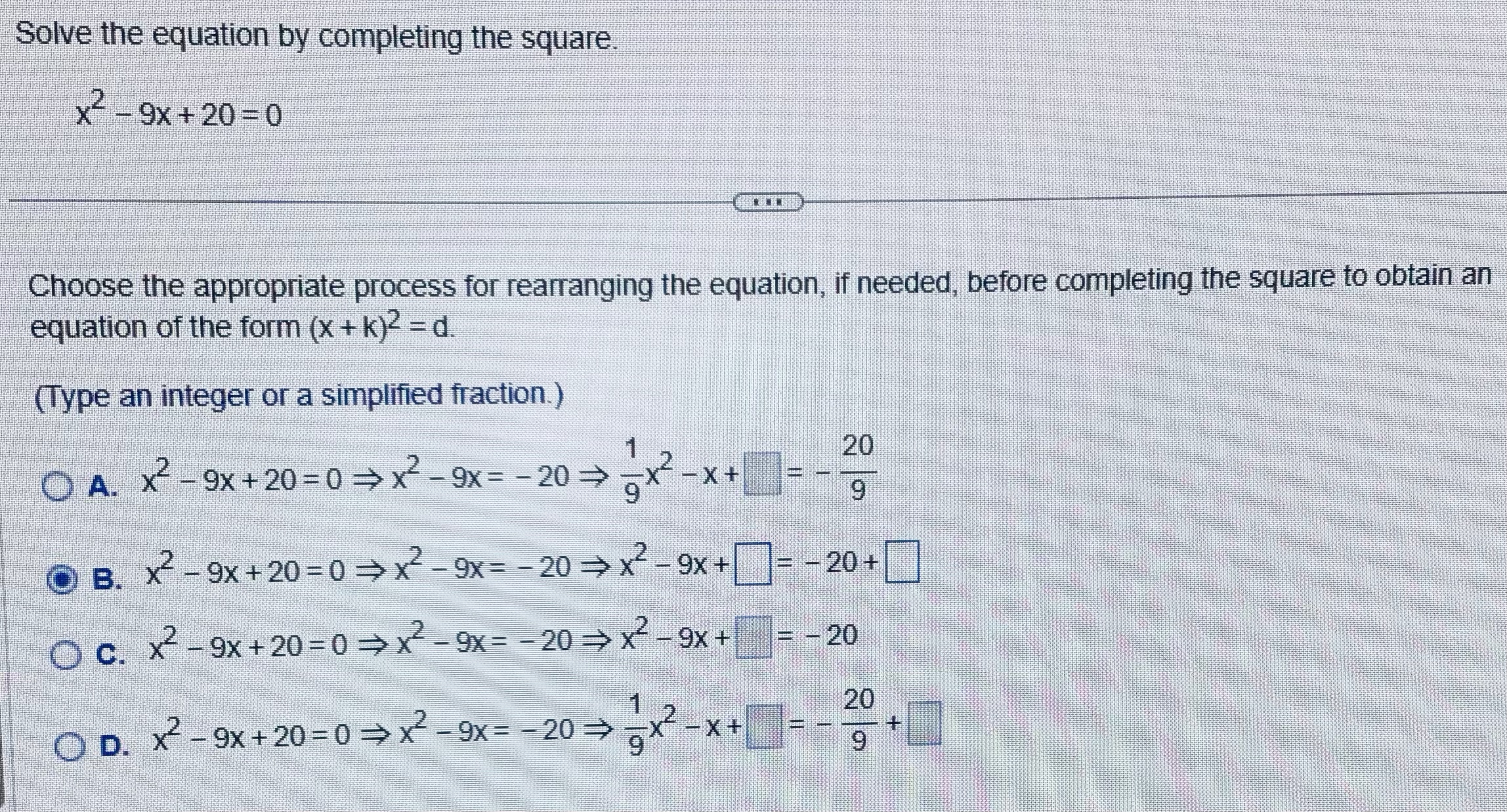 Solved Solve the equation by completing the square. | Chegg.com