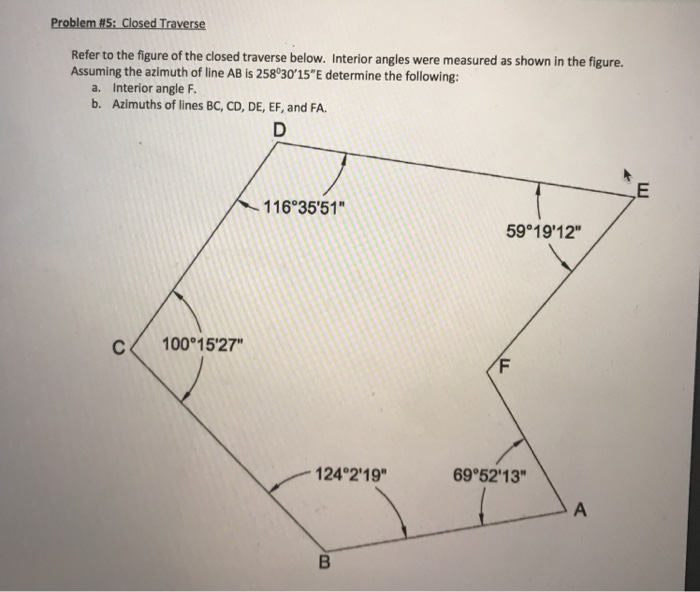 Solved Refer to the figure of the closed traverse below. | Chegg.com