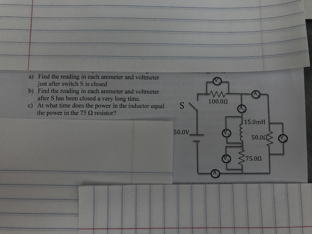 Solved a) Find the reading in each ammeter and voltmeter | Chegg.com