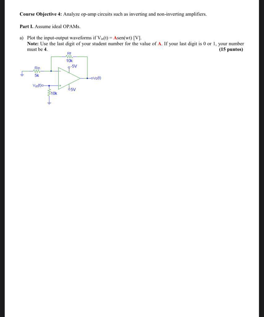 Solved Course Objective 4: Analyze op-amp circuits such as | Chegg.com