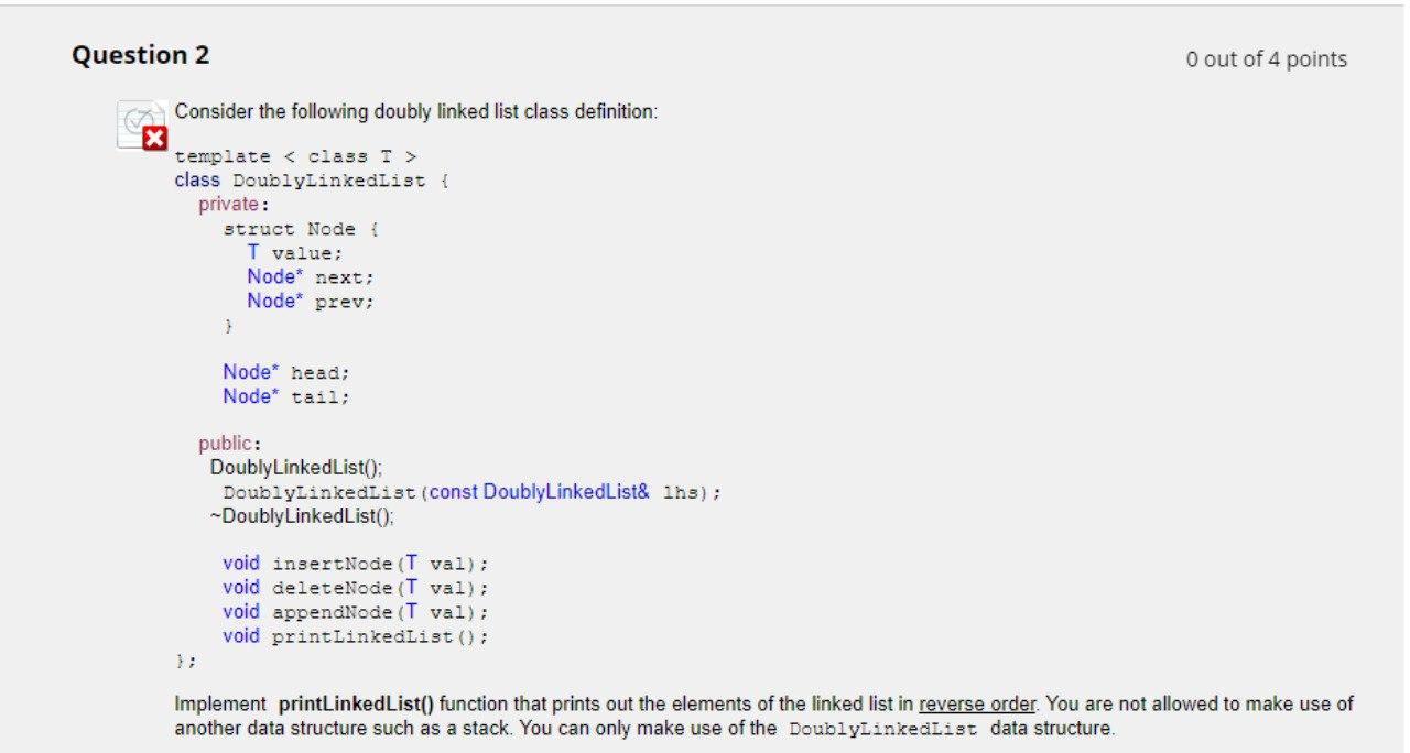 Solved Question 2 O out of 4 points Consider the following | Chegg.com