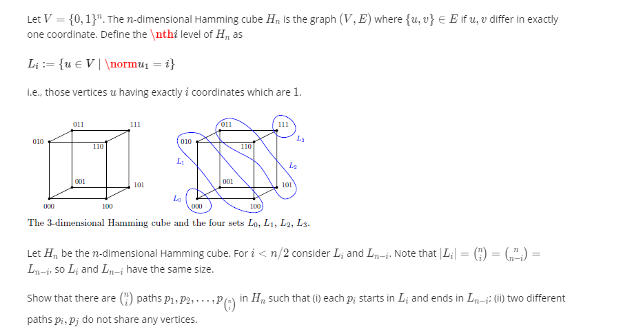 Solved Let V {0 1} The N Dimensional Hamming Cube Hy Is