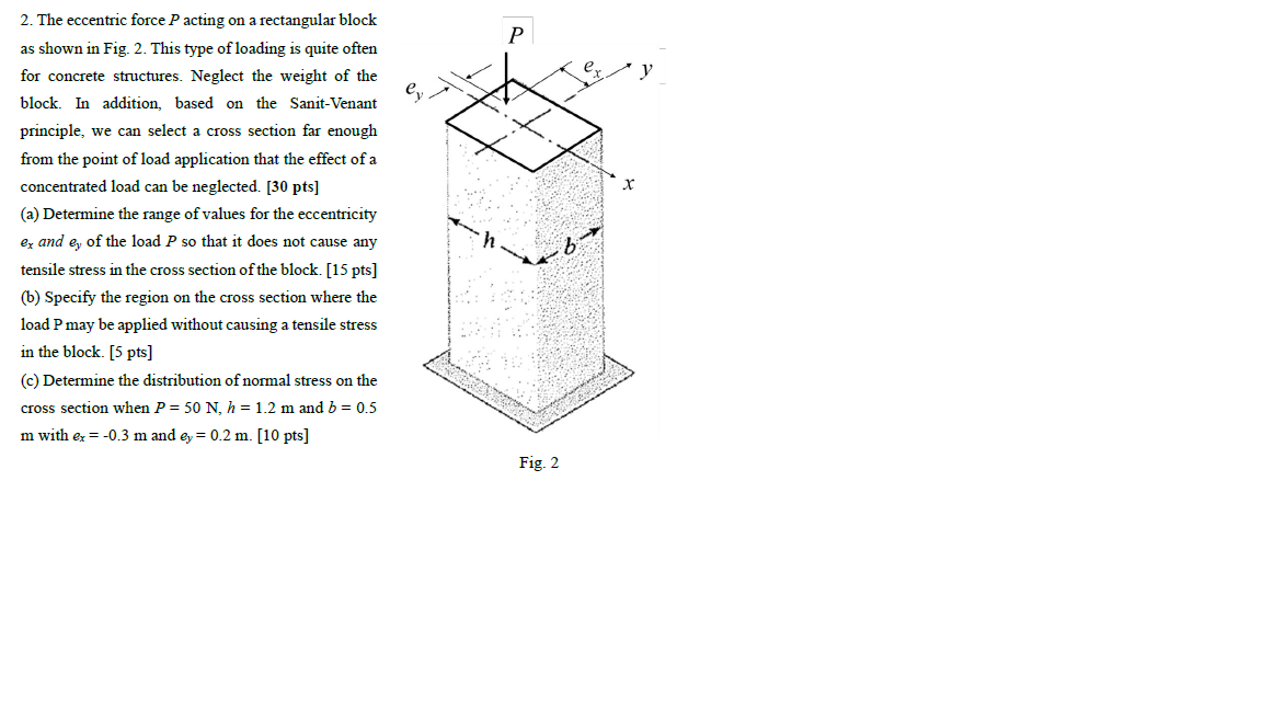 Solved Р ey 2. The eccentric force P acting on a rectangular | Chegg.com