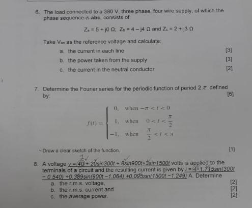 Solved 5. A three-phase star-connected generator generates | Chegg.com