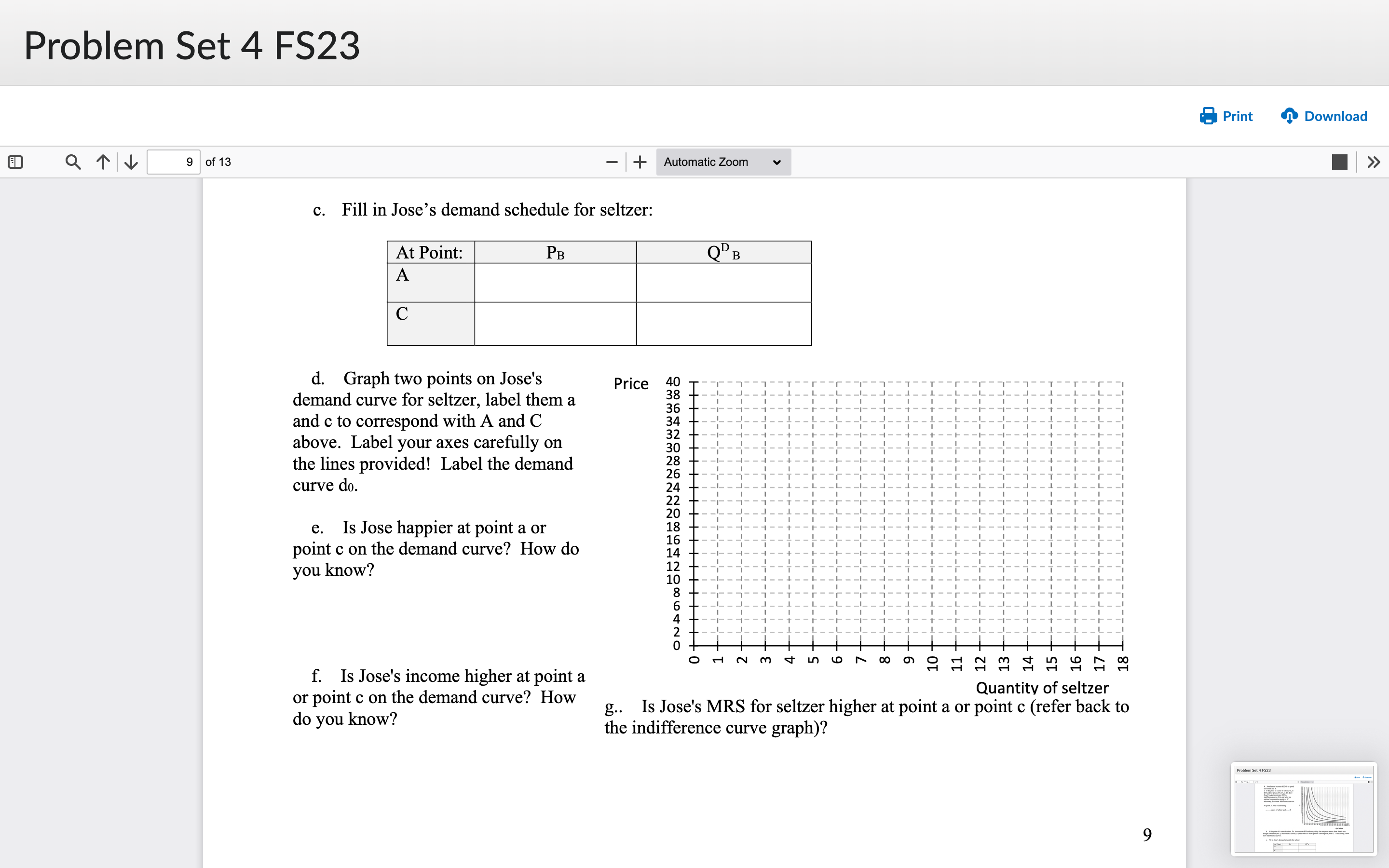 Solved Problem Set 4 FS23 Q ∣↓10 of 13 9. Jose is back. He | Chegg.com
