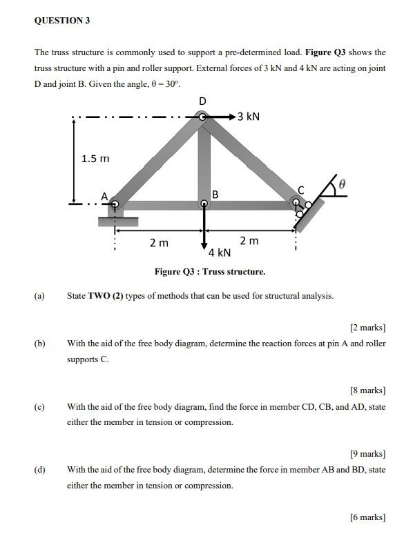 Solved QUESTION 3 The truss structure is commonly used to | Chegg.com
