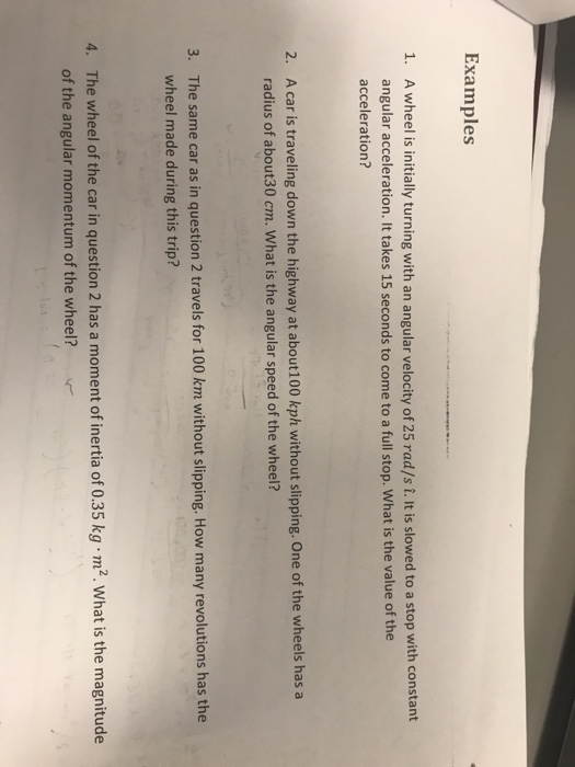 Solved Examples A wheel is initially turning with an angular | Chegg.com