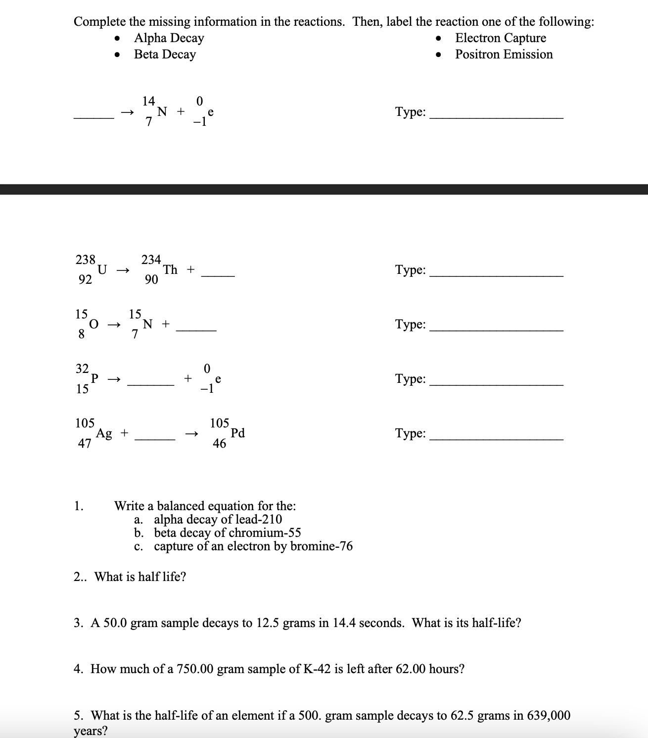 Solved Complete the missing information in the reactions. | Chegg.com