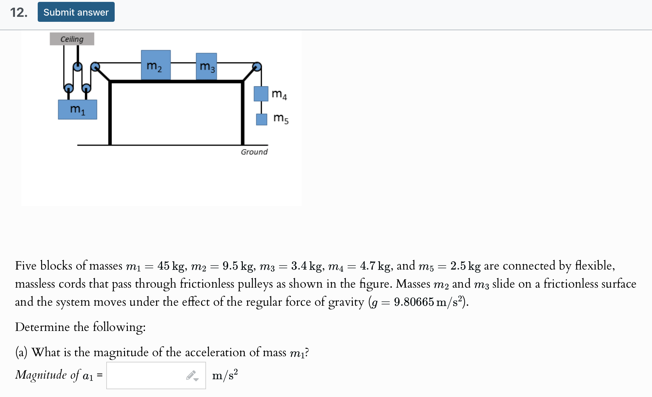 Solved Five blocks of masses | Chegg.com