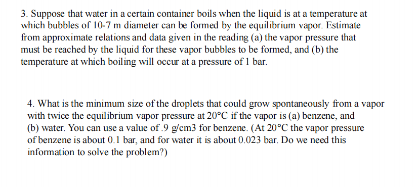 Solved 3. Suppose that water in a certain container boils | Chegg.com