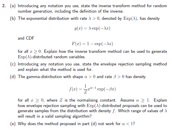 2. (a) Introducing any notation you use, state the | Chegg.com