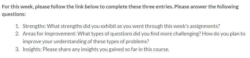 Solved For this week, please follow the link below to | Chegg.com