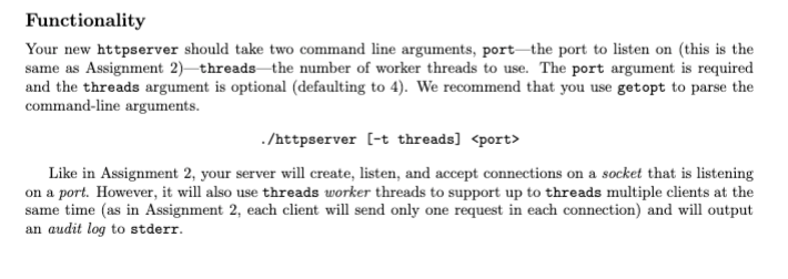 Solved Functionality Your new httpserver should take two | Chegg.com