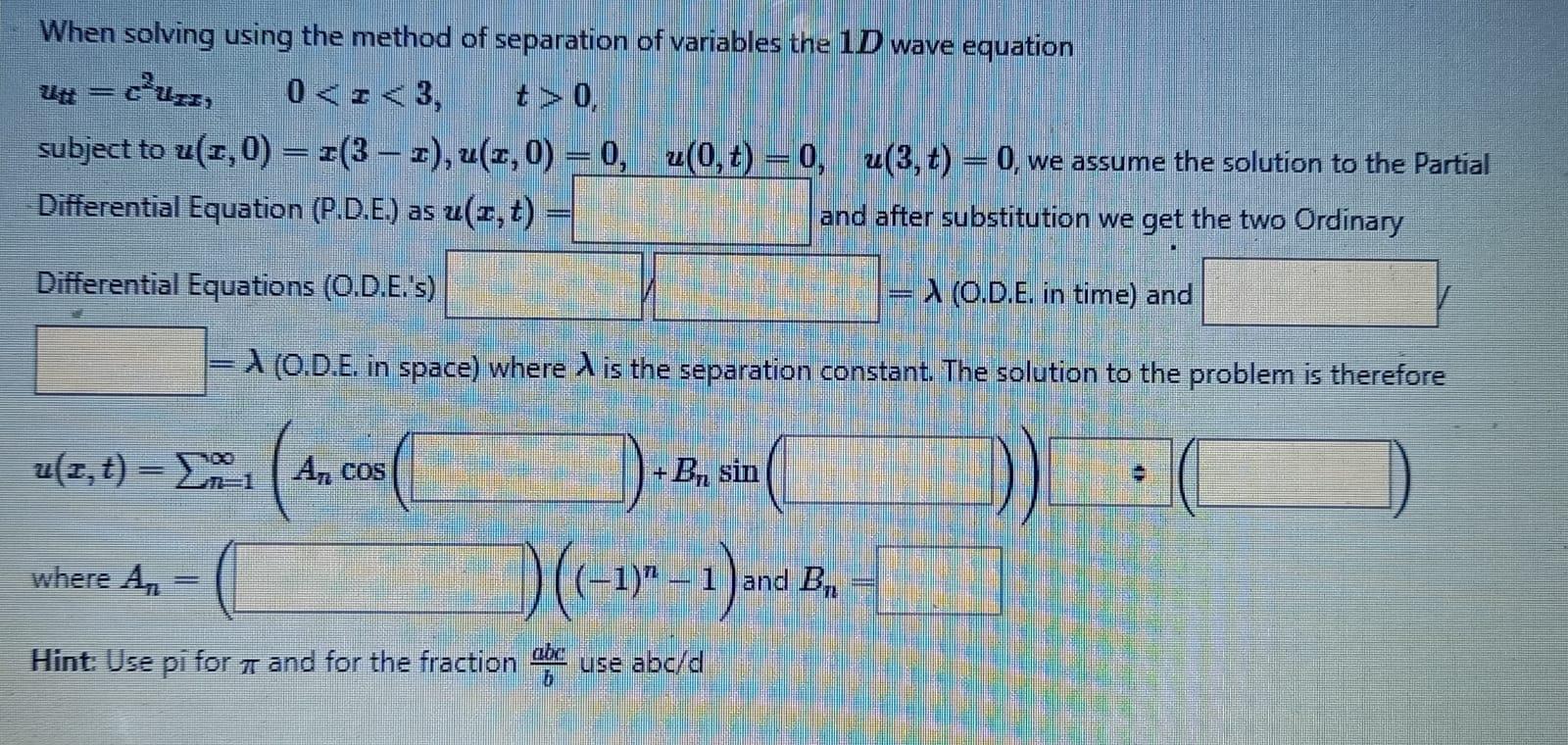 Solved When solving using the method of separation of | Chegg.com