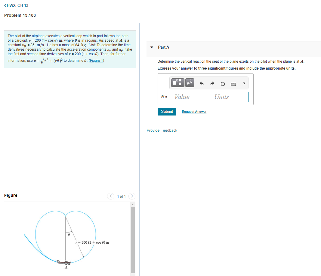 Solved r = 200 (1 + cos ) m Pavg Value Units Submit | Chegg.com