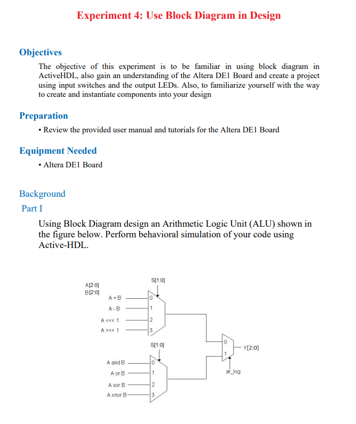 Experiment 4: Use Block Diagram in Design Objectives | Chegg.com