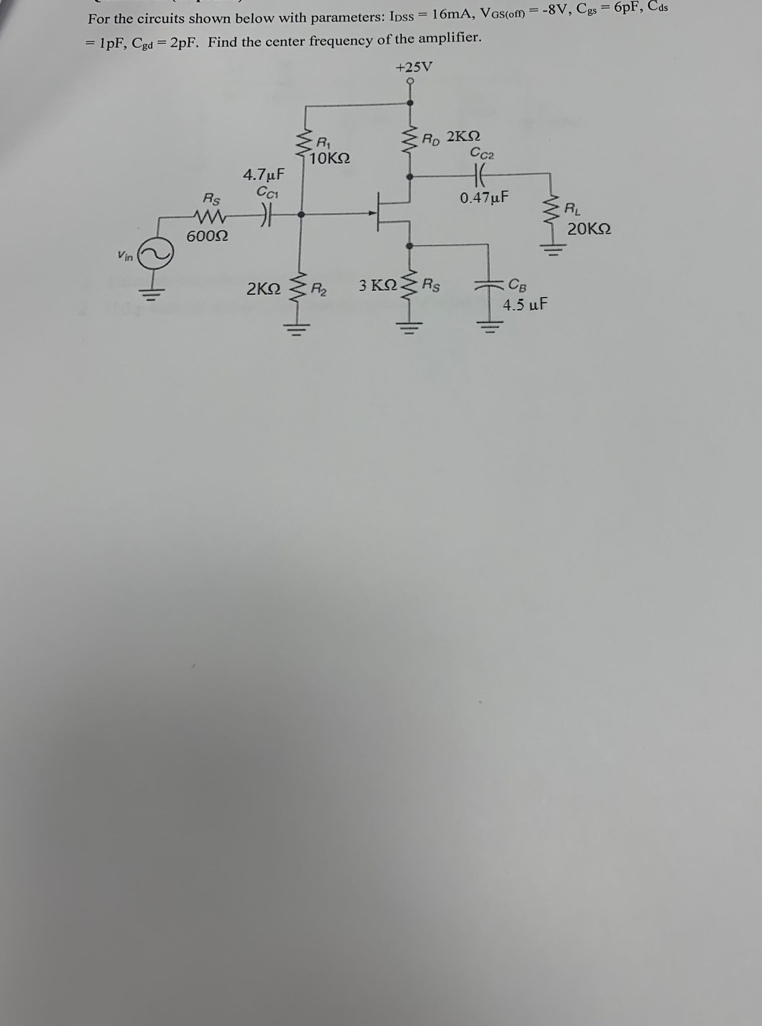 Solved For the circuits shown below with parameters: | Chegg.com