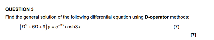 Solved QUESTION 3 Find the general solution of the following | Chegg.com