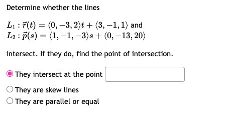 Solved Determine whether the lines | Chegg.com