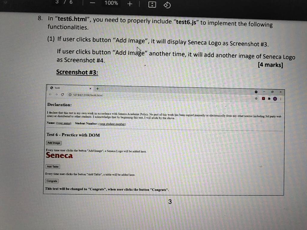 Solved 3 / 6 100% + 8. In "test6.html", you need to properly | Chegg.com