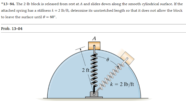 Solved * 13−84. The 2-lb block is released from rest at A | Chegg.com