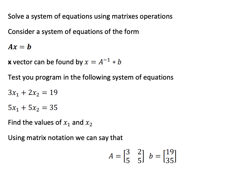 Solved Solve a system of equations using matrixes operations | Chegg.com