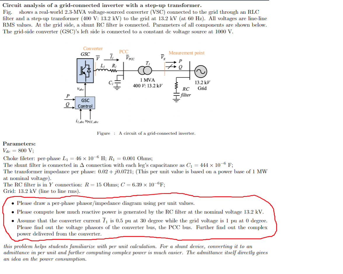 Solved Circuit analysis of a grid-connected inverter with a | Chegg.com