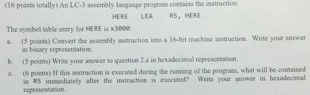 Solved 16 Points Totally An Lc 3 Assembly Language Program 