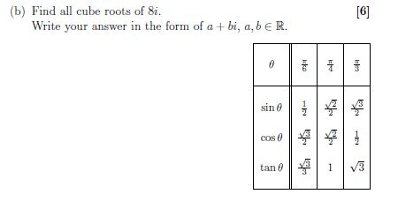 Solved (b) Find all cube roots of 8i. Write your answer in | Chegg.com
