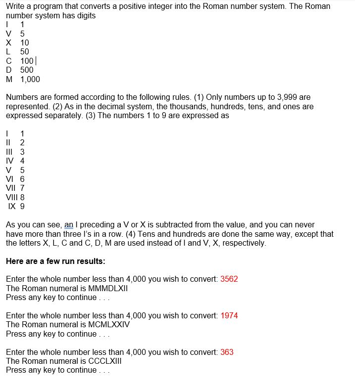 Solved Write a program that converts a positive integer into | Chegg.com