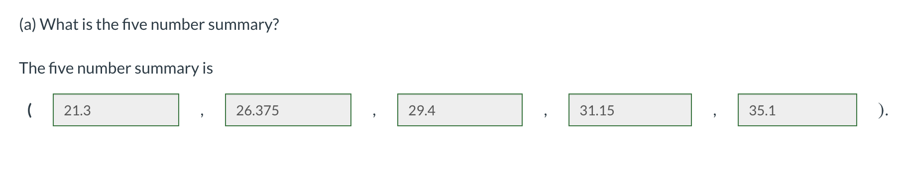 Solved (a) What is the five number summary? The five number | Chegg.com