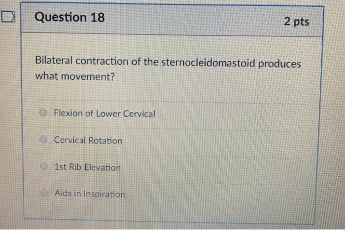 Solved | Question 18 2 pts Bilateral contraction of the | Chegg.com