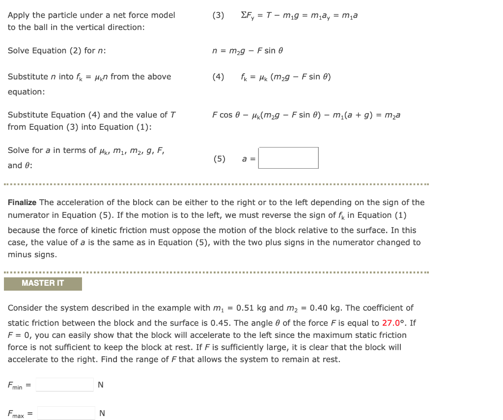 Solved Example 5.3 Acceleration of Two Connected Objects | Chegg.com